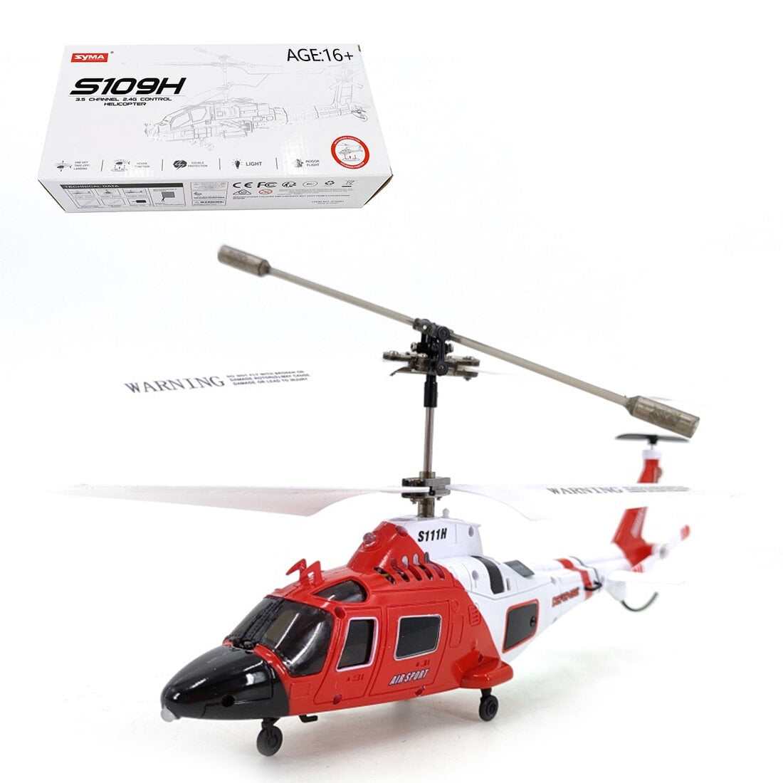 S111H RC Helicopter Model with Gyro Stabilizer, 2.4GHz 3CH Dual-Prop ...