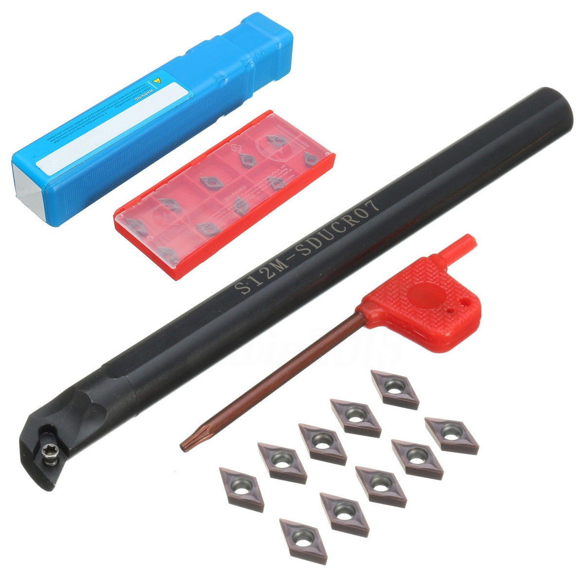 S12M-SDUCR07 12mm Lathe Boring Bar Turning Tool Holder + DCMT0702 Carbide Insert Hand Tools ...