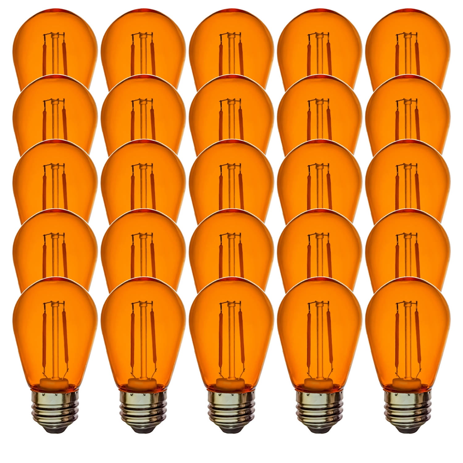S14 AMBER colored LED filament Plastic bulbs Box of 25 - Walmart.com