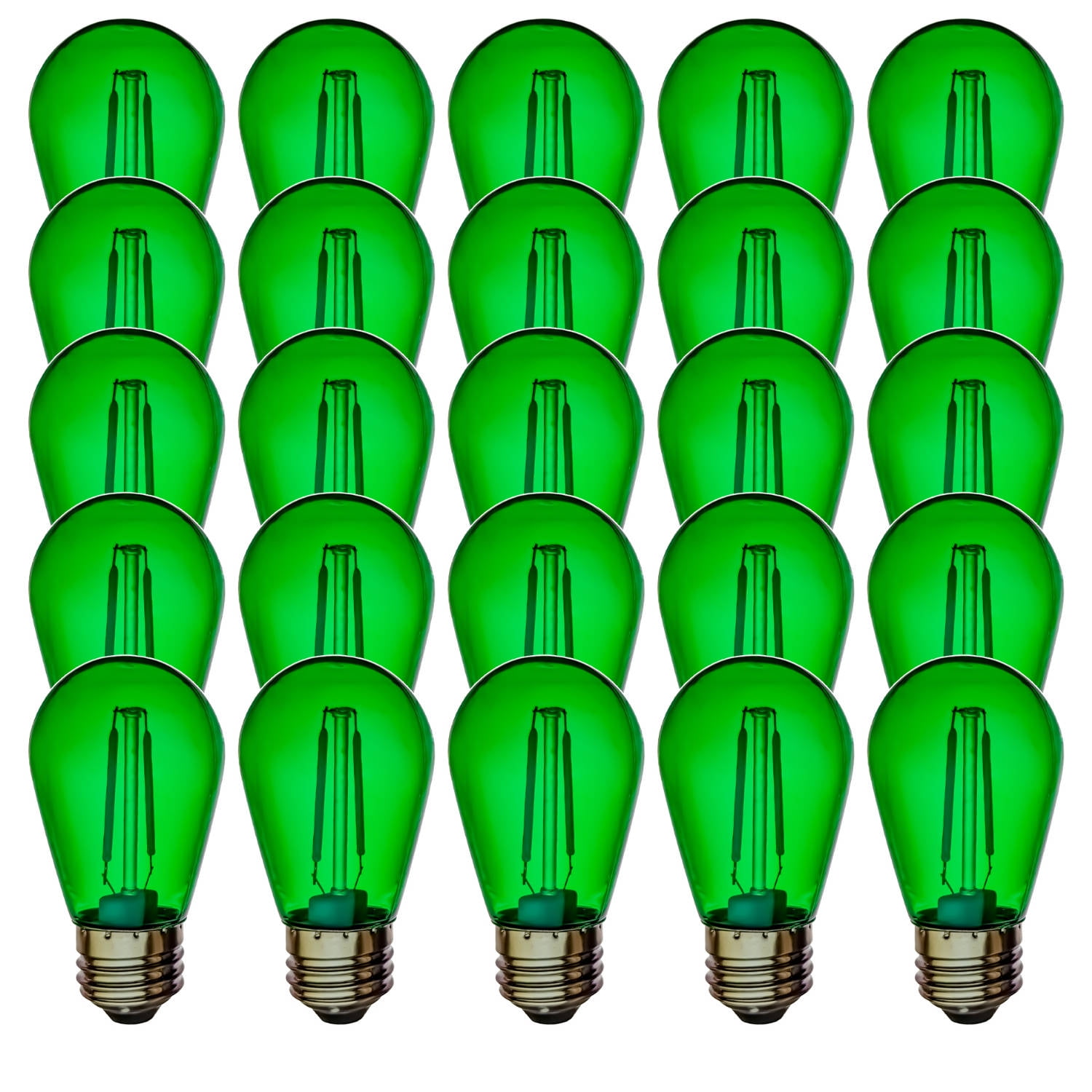 S14 GREEN colored LED filament Plastic bulbs Box of 25 - Walmart.com