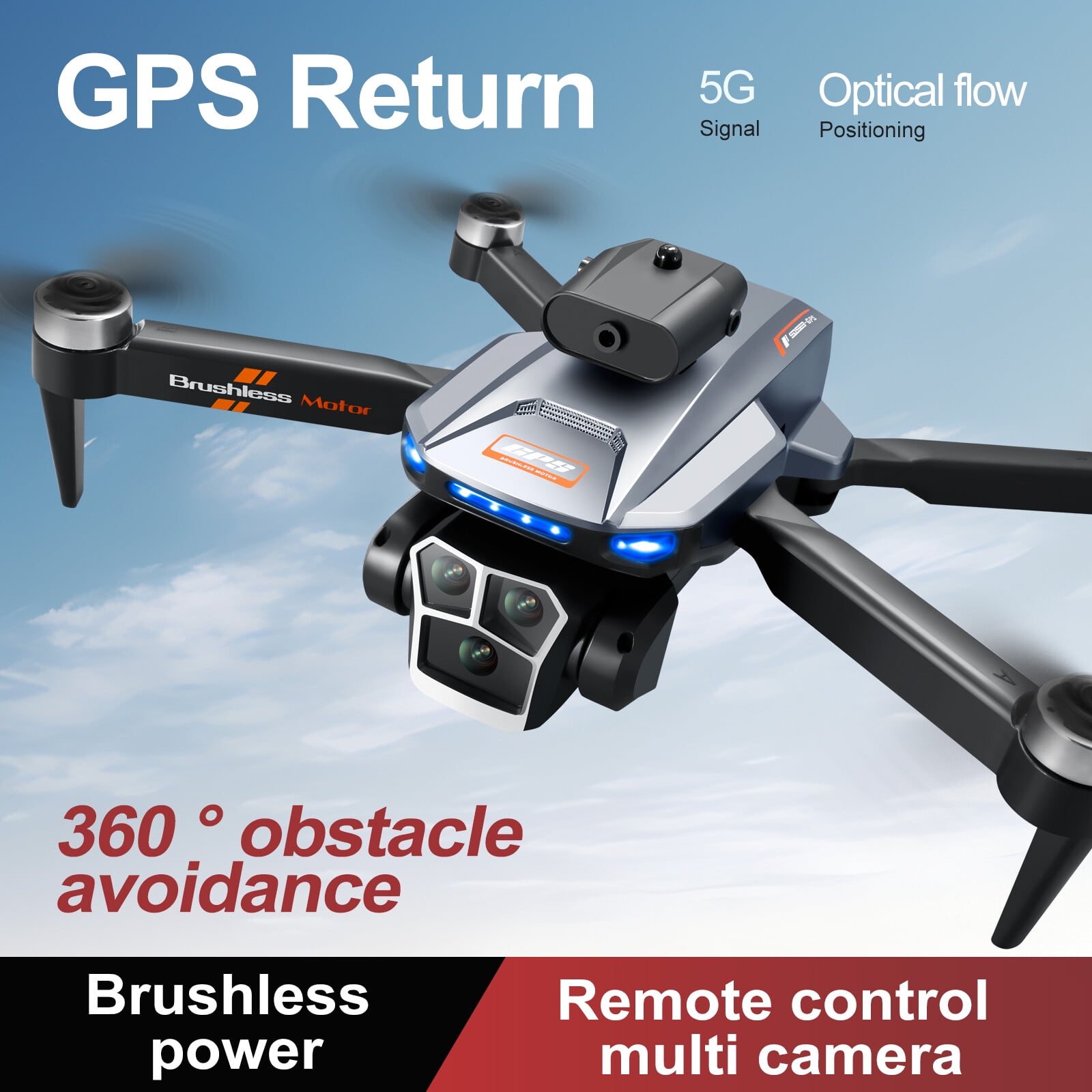 S158 Drone GPS 5G WIFI FPV 4K HD 3 Camera 360° Obstacle Avoidance Quadcopter - Walmart.com