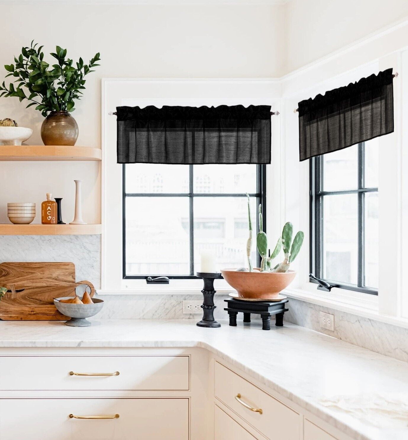 S18 BLACK 1 Piece Solid Faux Silk Rod Pocket Stylish STRAIGHT WINDOW ...