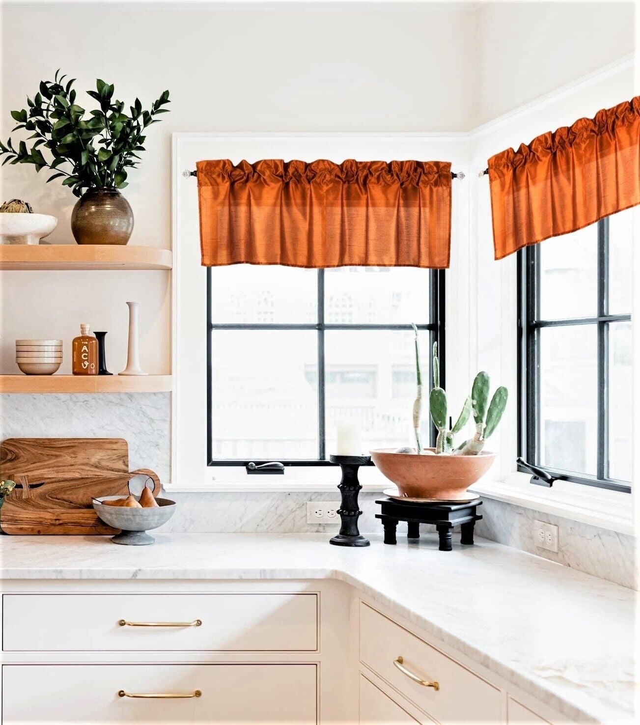 S18 Faux Silk Rod Pocket Curtain Valance, Light Filtering, 55"x18 ...