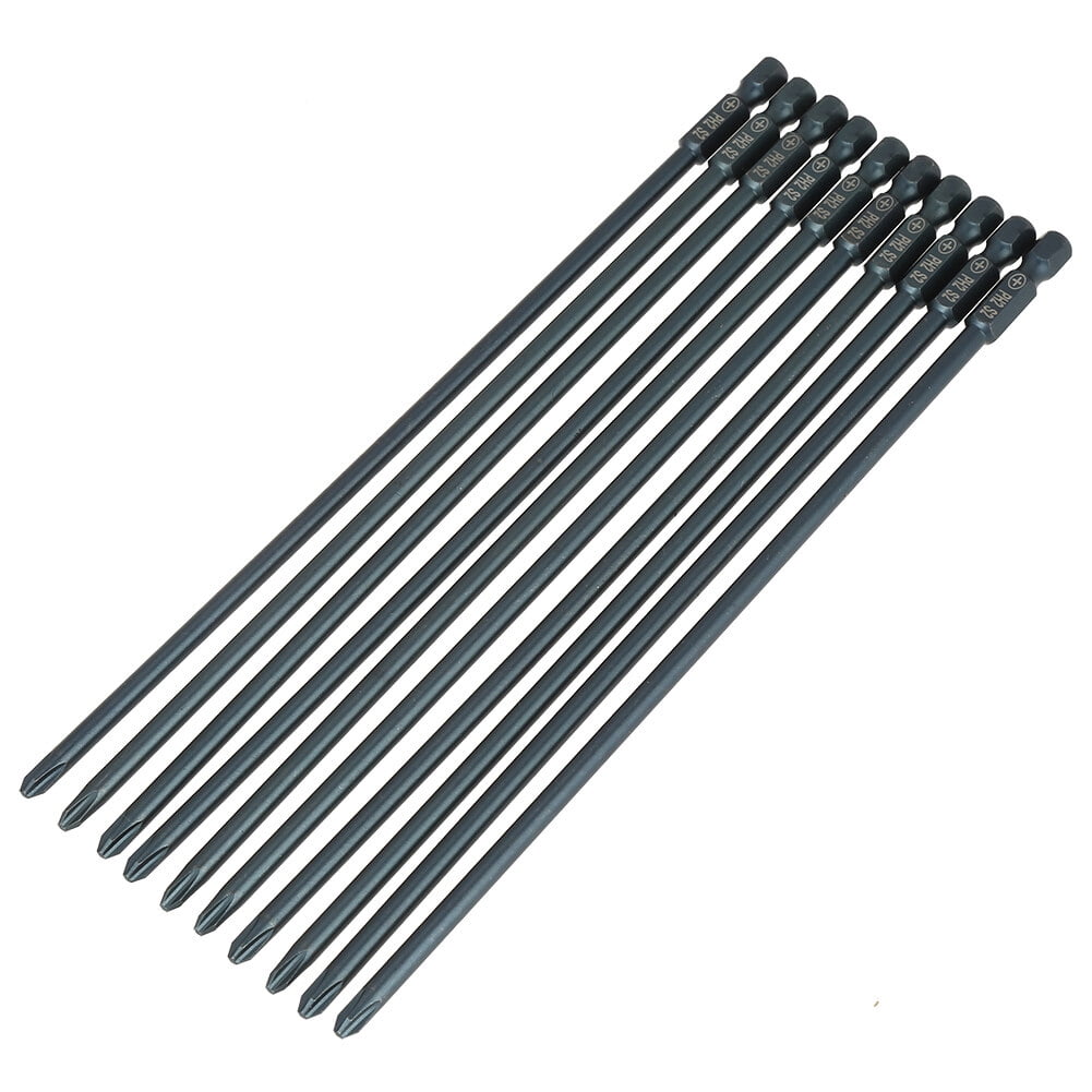 S2 Steel PH2 Cross Head Screwdriver Bits Set 1/4inch Hex Shank 200mm ...