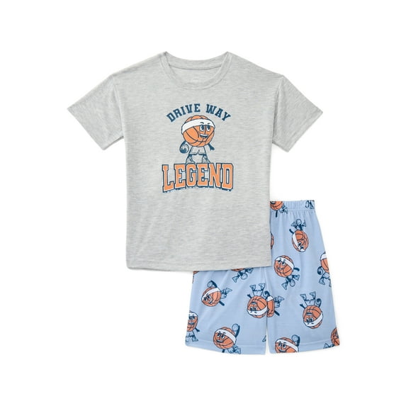 Wonder Nation Boys Tee and Shorts Pajama Set, 2-Piece, Sizes 4-18 ...