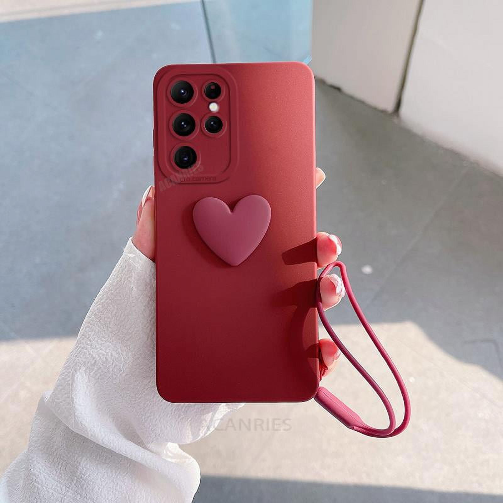 S23ultra Cute 3D Love Heart Silicone Case For Samsung Galaxy S24 S23 S22 Ultra S21 Plus S20 Fe ...