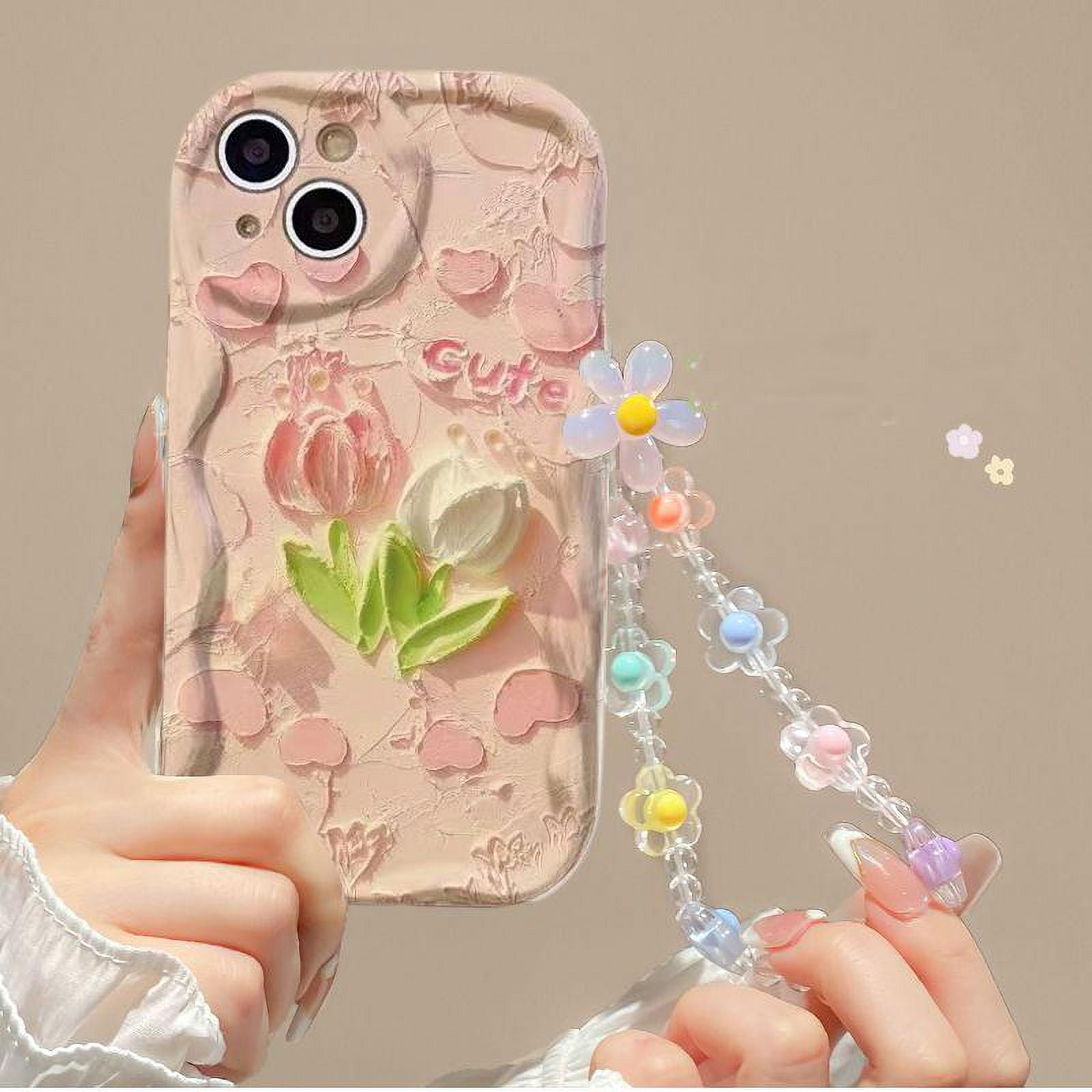 S24 Ultra 3D Flower Chain Lanyard Phone Case For Samsung Galaxy A54 5G A55 A35 A25 A15 Soft Wavy ...