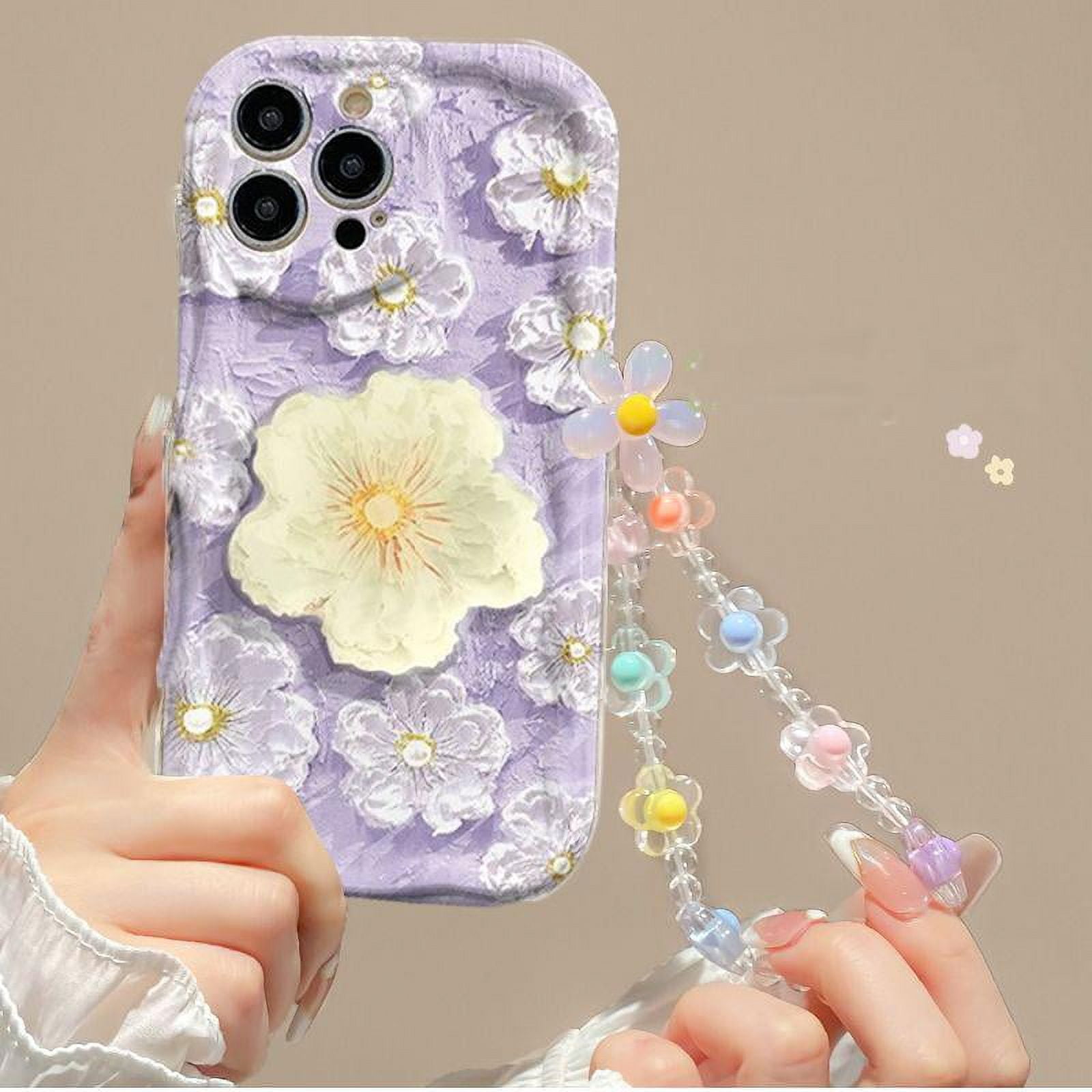 S24 Ultra 3D Flower Chain Lanyard Phone Case For Samsung Galaxy A54 5G A55 A35 A25 A15 Soft Wavy ...