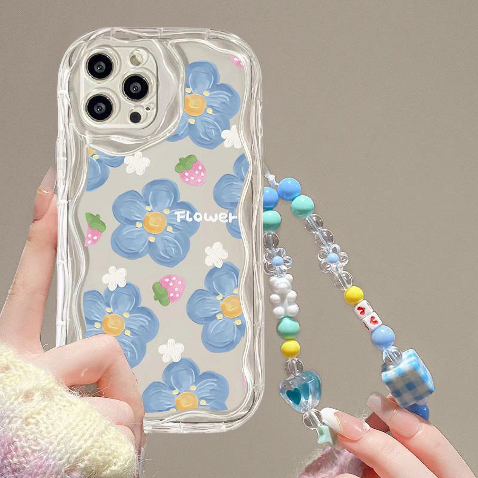 S24 Ultra 3D Flower Chain Lanyard Phone Case For Samsung Galaxy A54 5G A55 A35 A25 A15 Soft Wavy ...