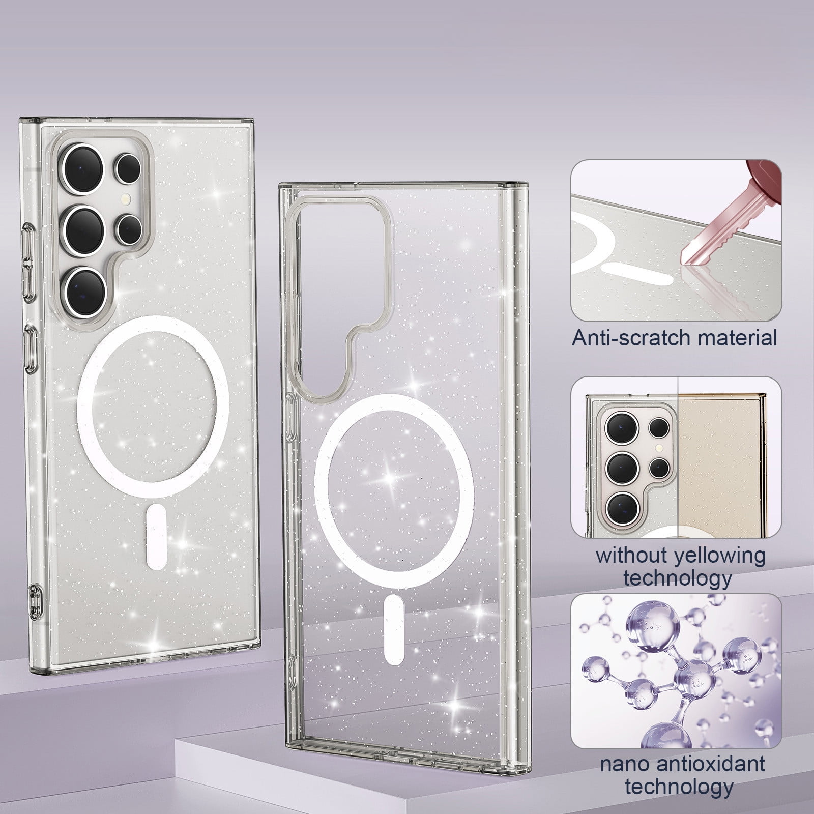 S25 Ultra Transparent Magnetic Case, Starlit Sky Design, Shockproof ...