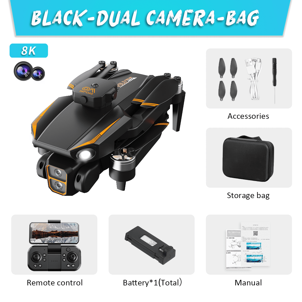 S26 Drone GPS 8K Dual Camera Brushless Aerial Photography Obstacle Avoidance Quadcopter Optical ...