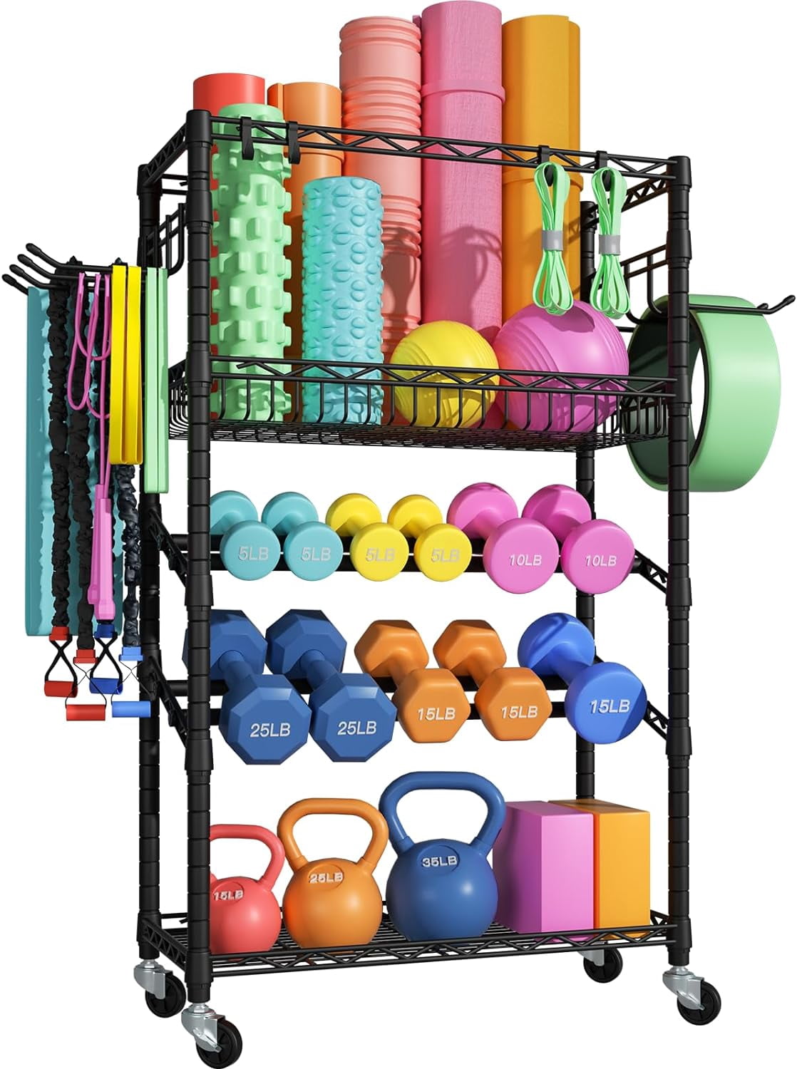 S3 Dumbbells Rack Storage Rack, Portable Home Gym Storage, Yoga Mat ...