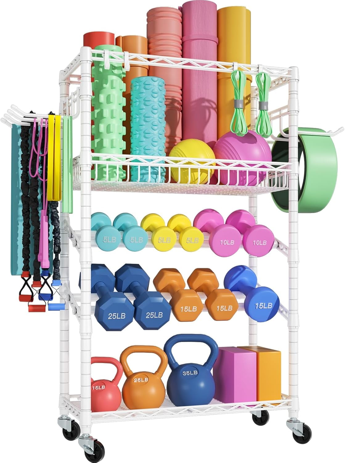 S3 Dumbbells Rack Storage Rack, Portable Home Gym Storage, Yoga Mat ...
