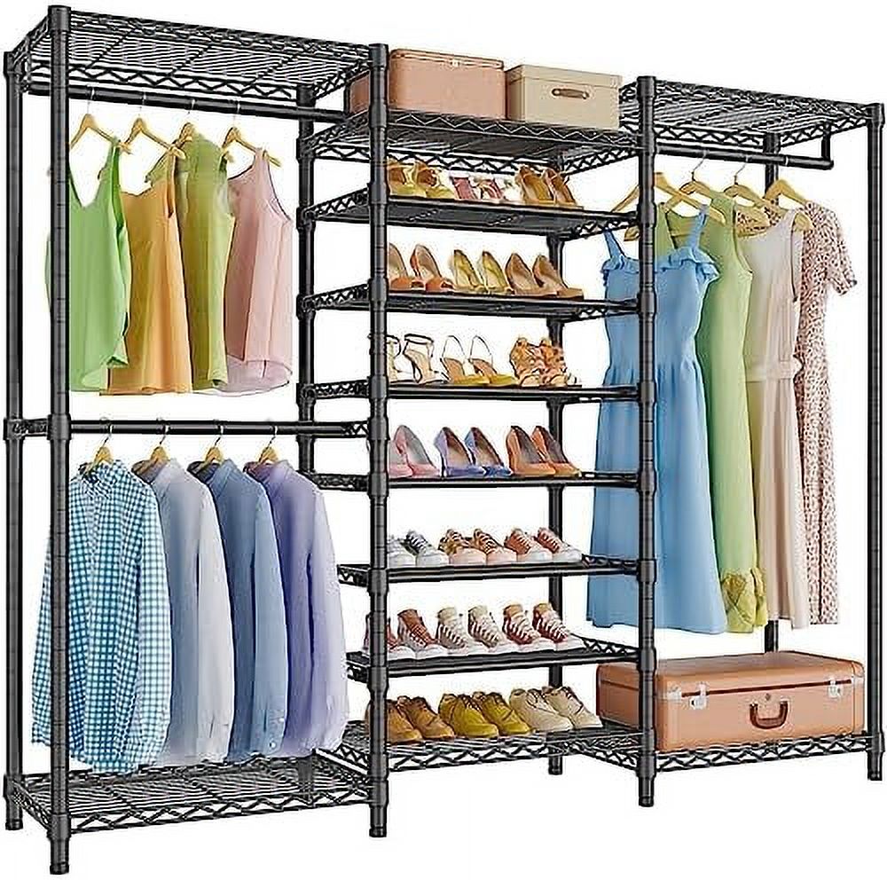 S3 Free Standing Heavy Duty Garment Rack 6-Tier Shoe Rack Closet ...