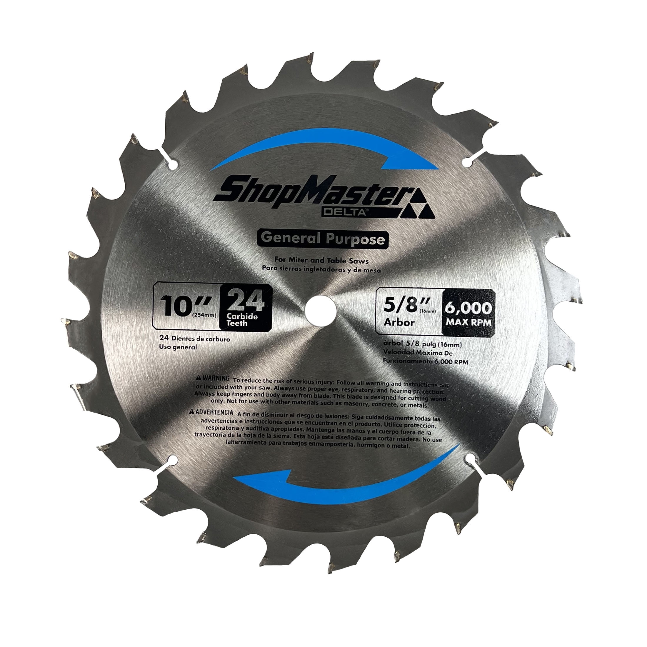 S36-1024T58 Delta ShopMaster 10 inch 24 Teeth Saw Blade - Walmart.com
