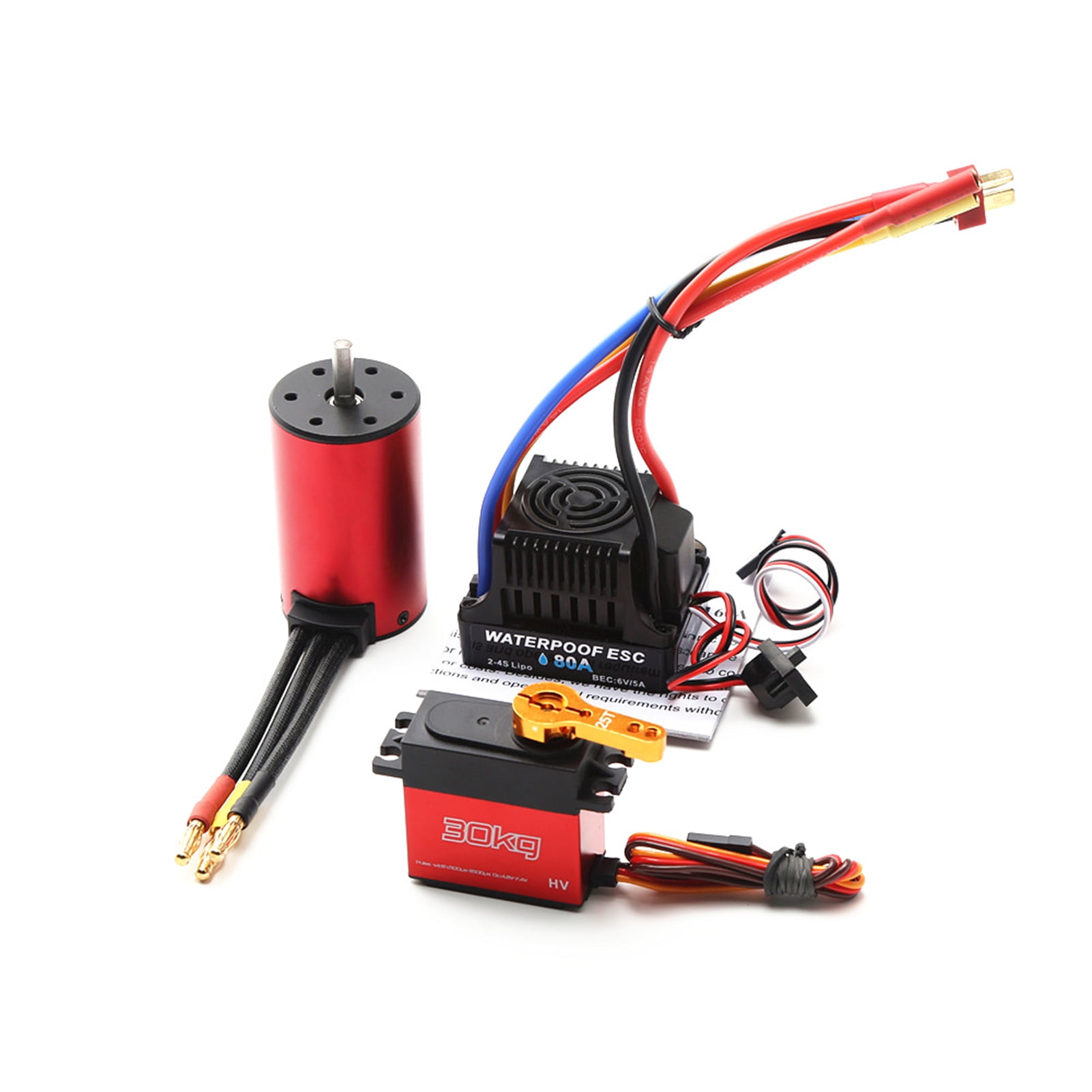WLtoys & Tamiya RC Car Parts - 3100KV Brushless Motor, 80A ESC, 30KG ...