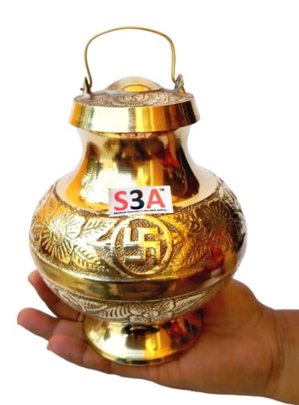 S3A Brass Kamandal Ganga Jali Lota Kalash Ganga Jali Gomukhi Shringi ...