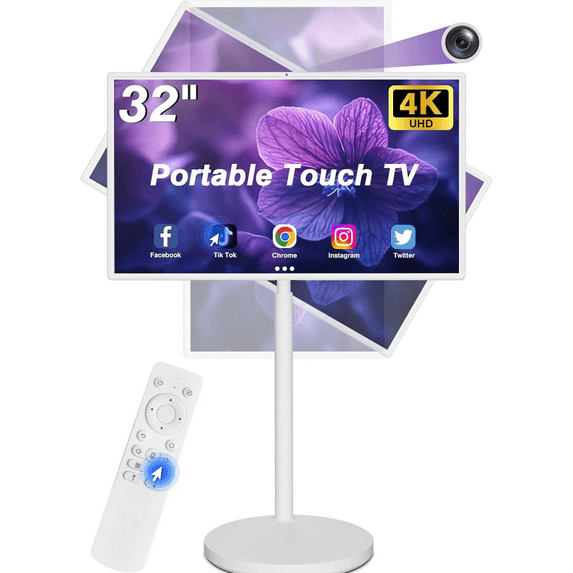 S4 Stanbyme Portable TV On Wheels 32" Touch Screen With Buit-In Camera ...