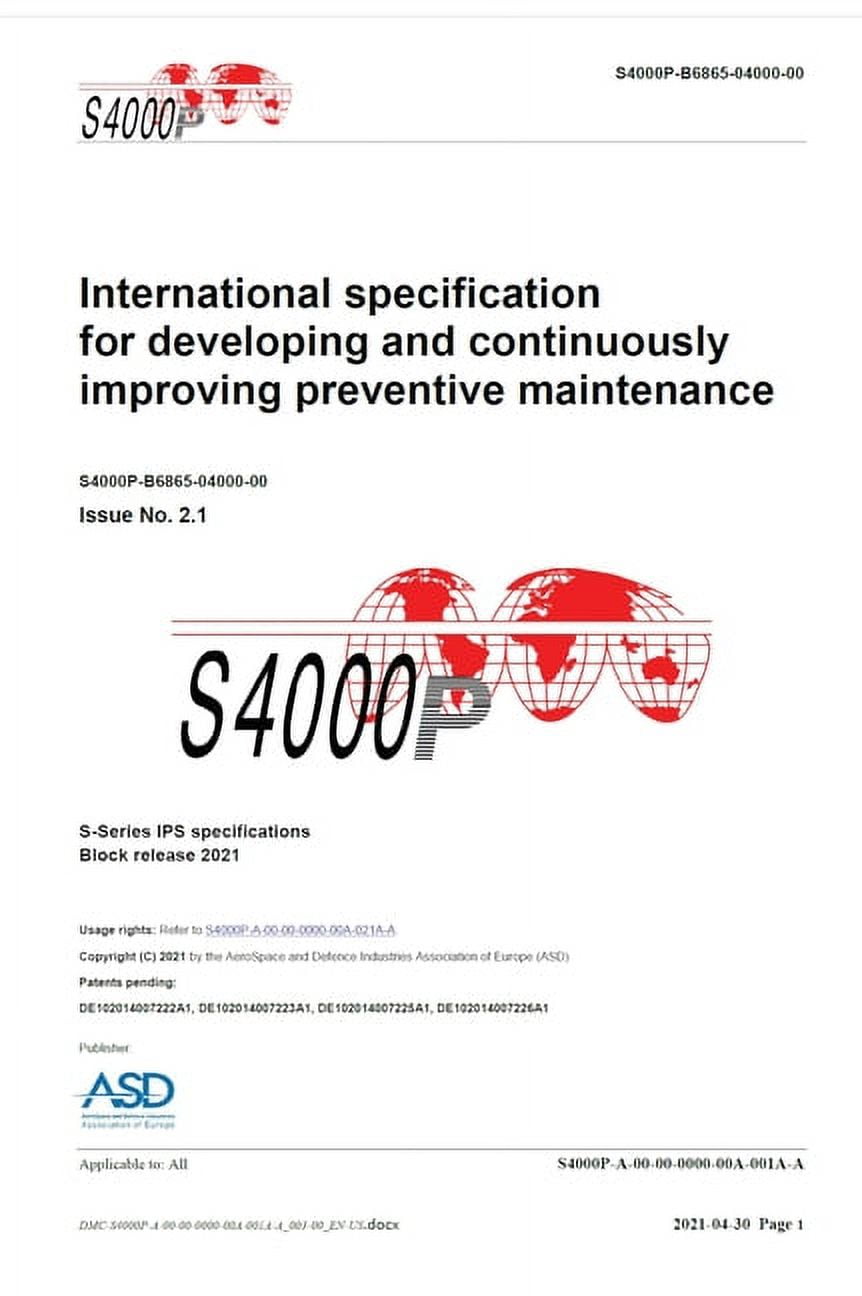 S4000P, International specification for developing and continuously improving preventive ...