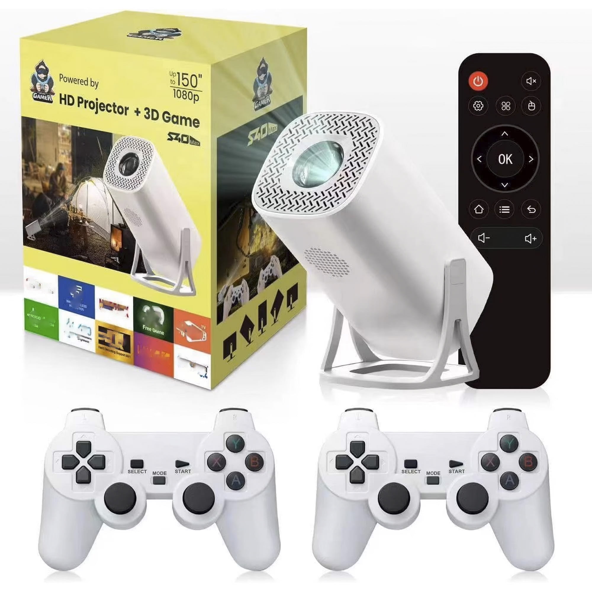 S40MAX Android 11 Gaming Projector 64GB TF Card Wireless Gaming ...
