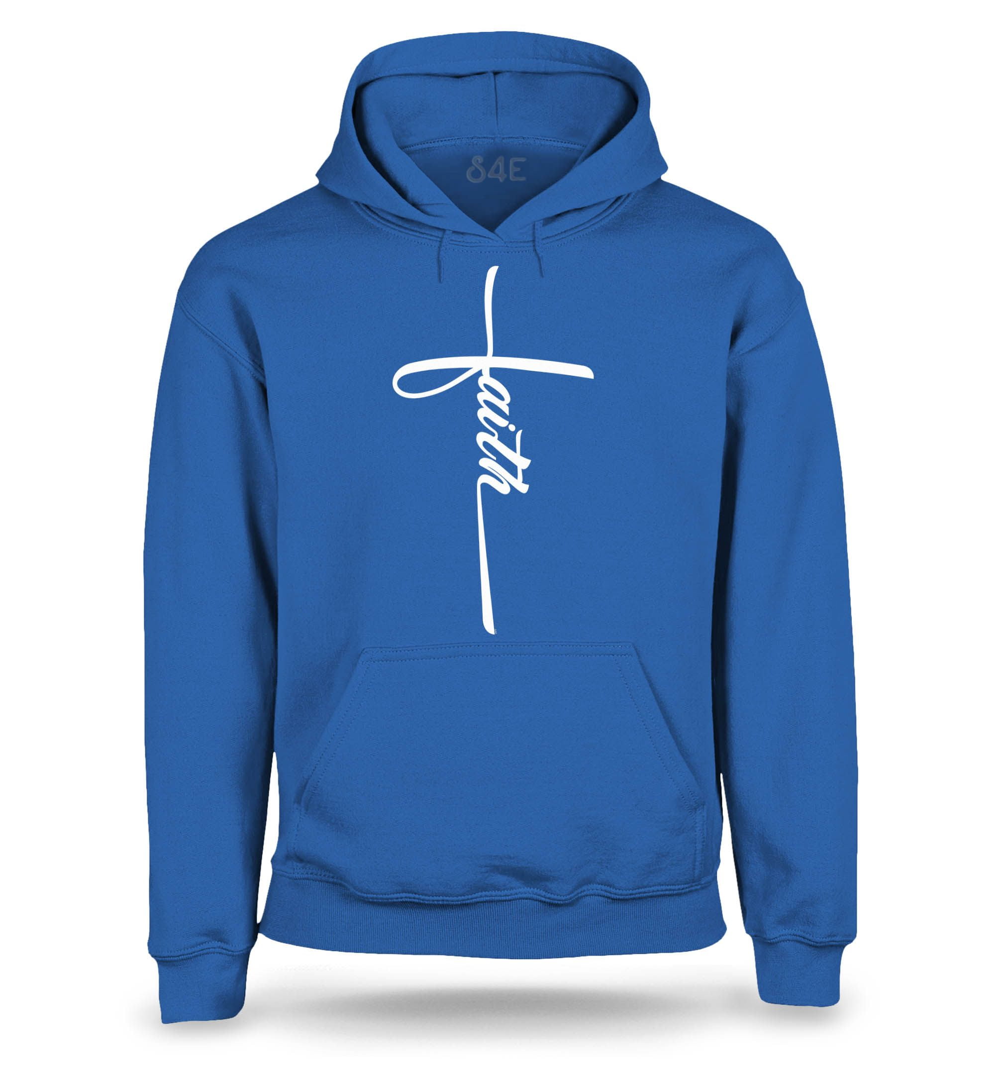 S4E Men's Faith Cross Religious Hoodie Sweatshirts X-Large Royal Blue ...