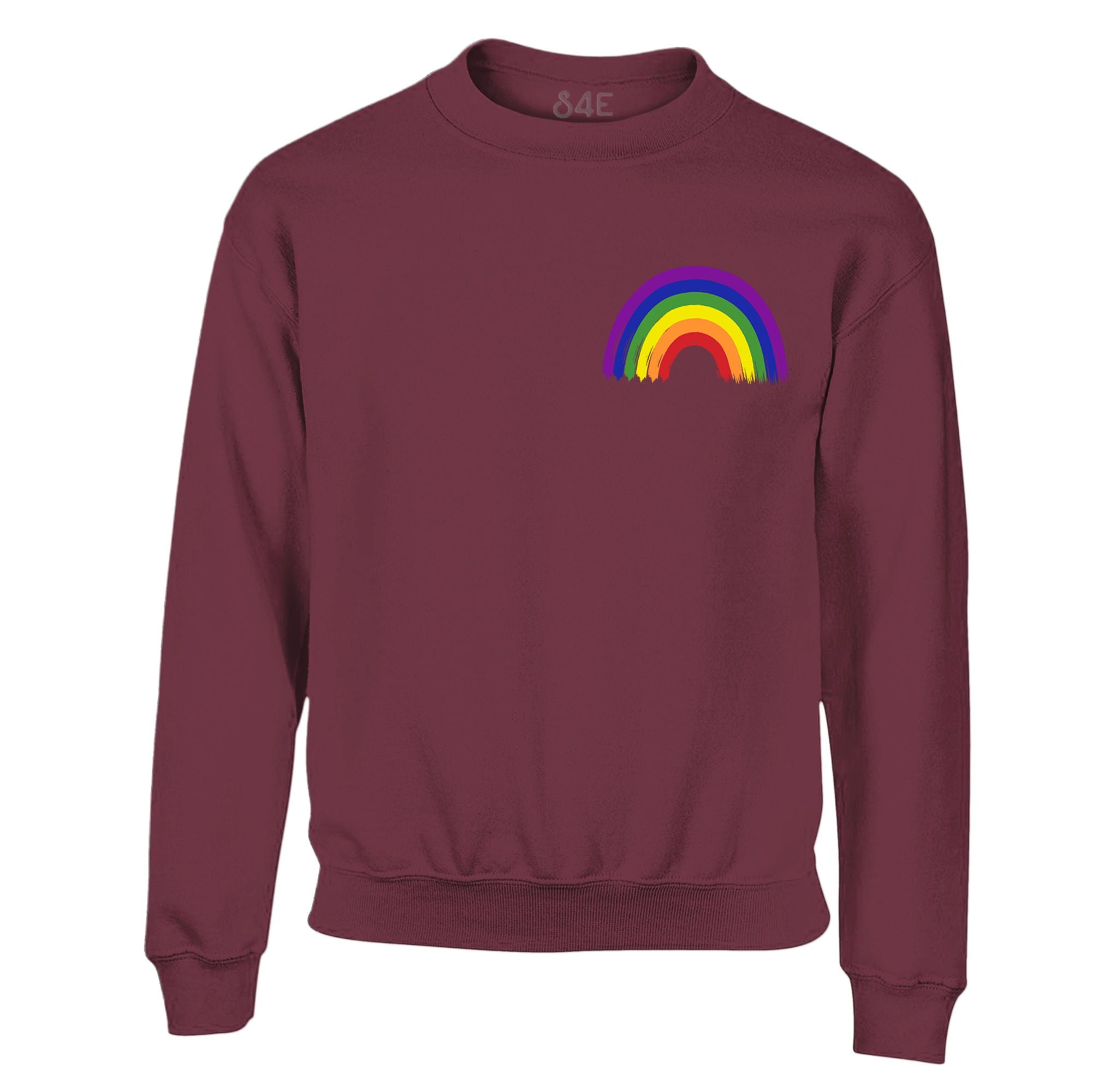S4E Men's Rainbow Flag LGBTQ Gay Pride Crewneck Sweatshirt Large Maroon ...