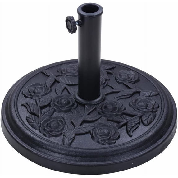 S4O Heavy-Duty Resin Patio Umbrella Base Stand, Rose Design for Outdoor ...
