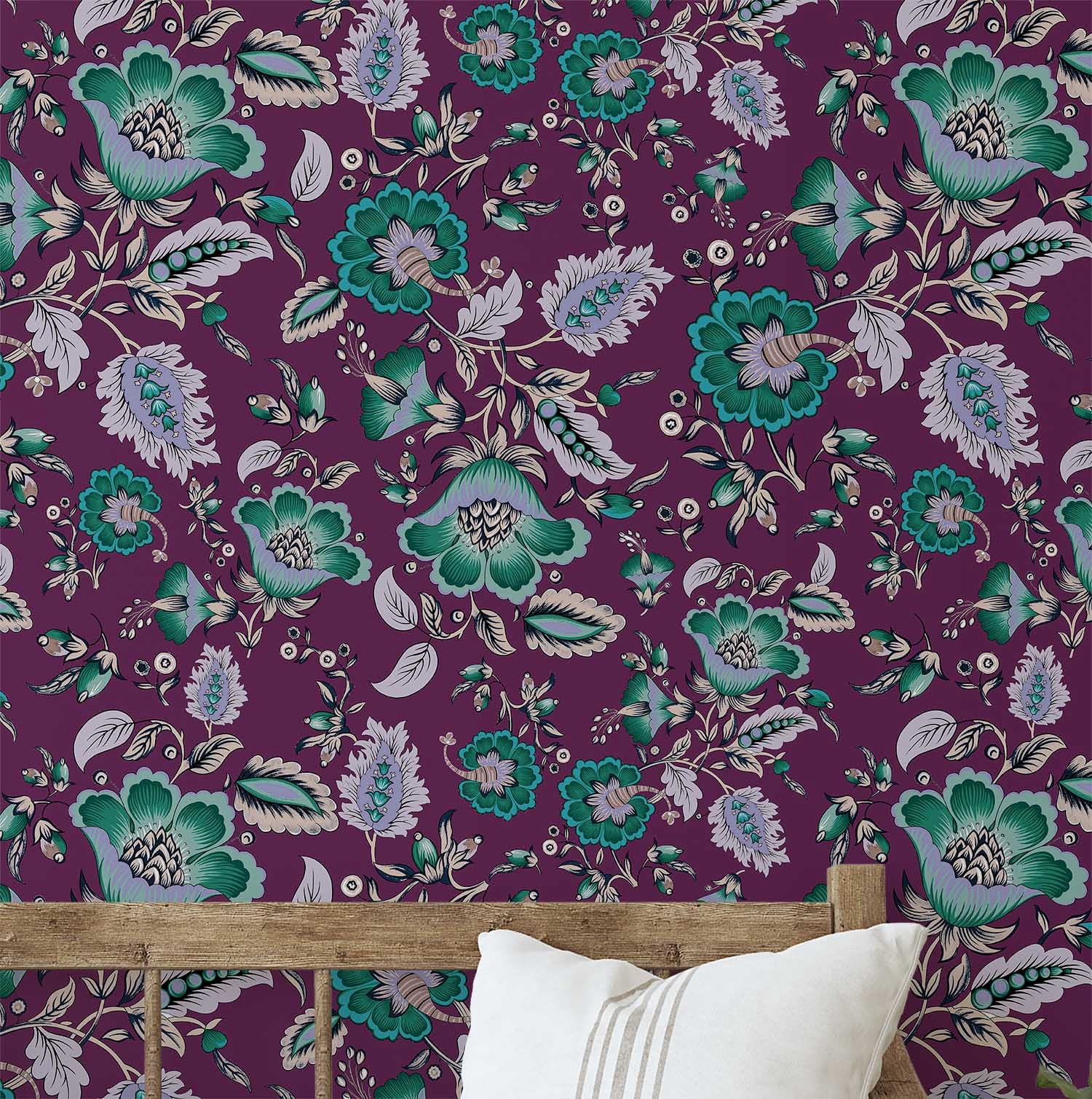 S4Sassy Artistic Floral Wallpaper- Purple Wall Covering,25" x 60" Self ...