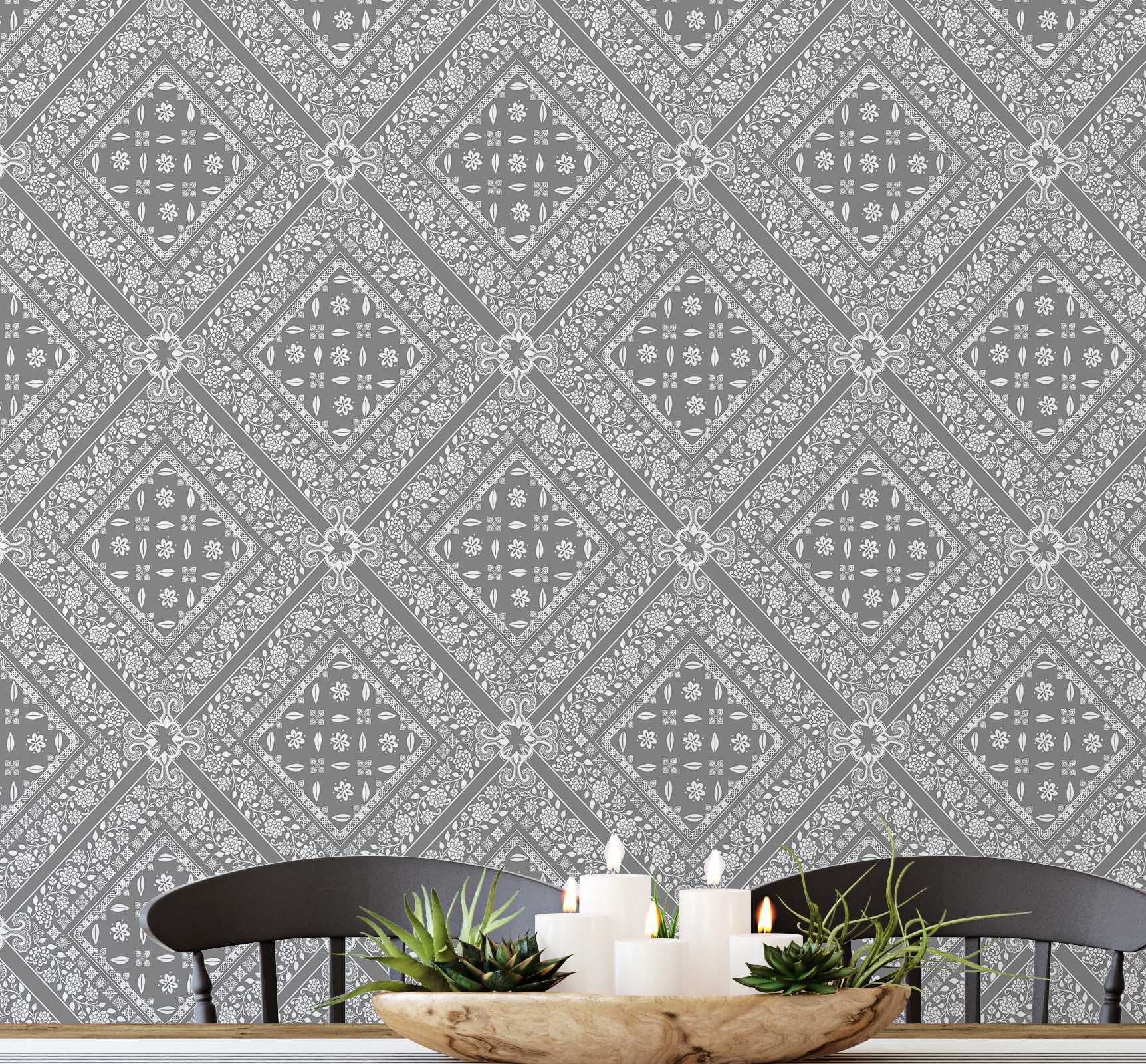 S4Sassy Bandhani Tile Wallpaper - Asian Style Wall Covering, 25" x 240 ...