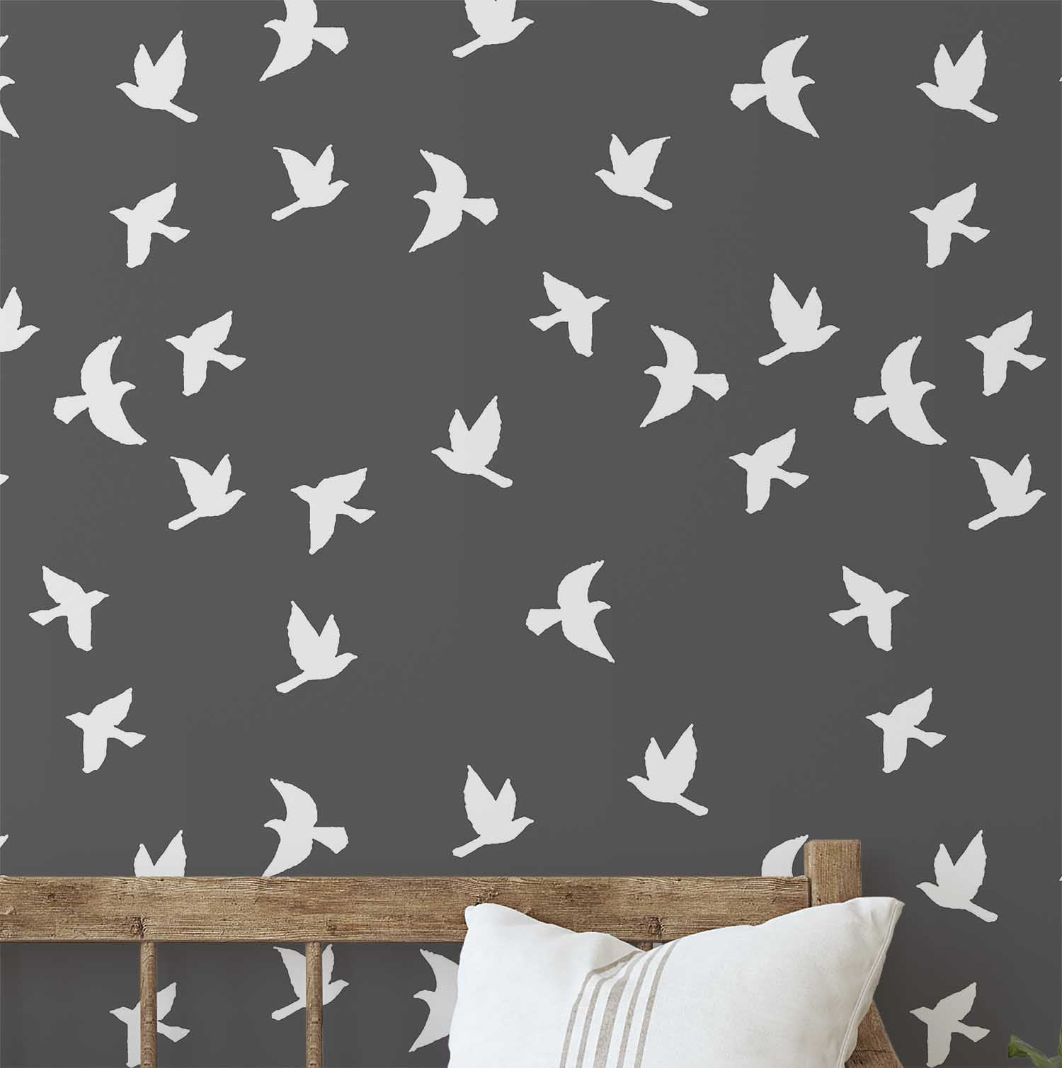 S4Sassy Bird Blossom Wallpaper - Gray Wall Covering, 25" x 60" Self ...
