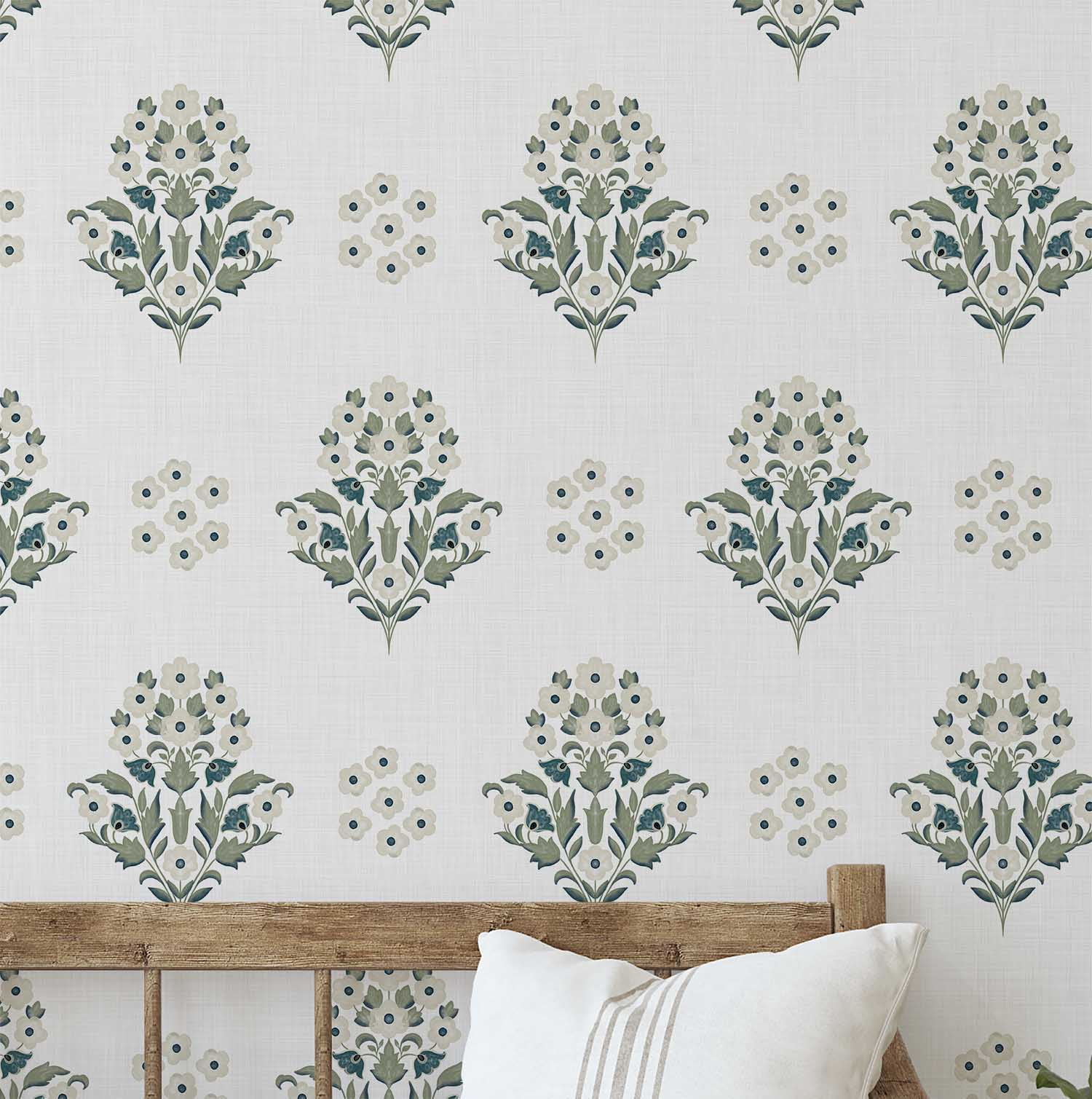 S4Sassy Bloom Cluster Wallpaper - White Wall Covering, 25" x 360" Self ...