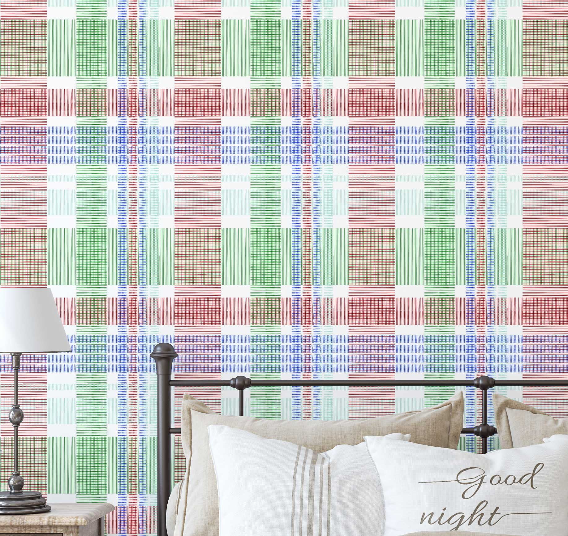 S4Sassy Check Print Wallpaper - Red Wall Covering, 25" X 240" Self ...
