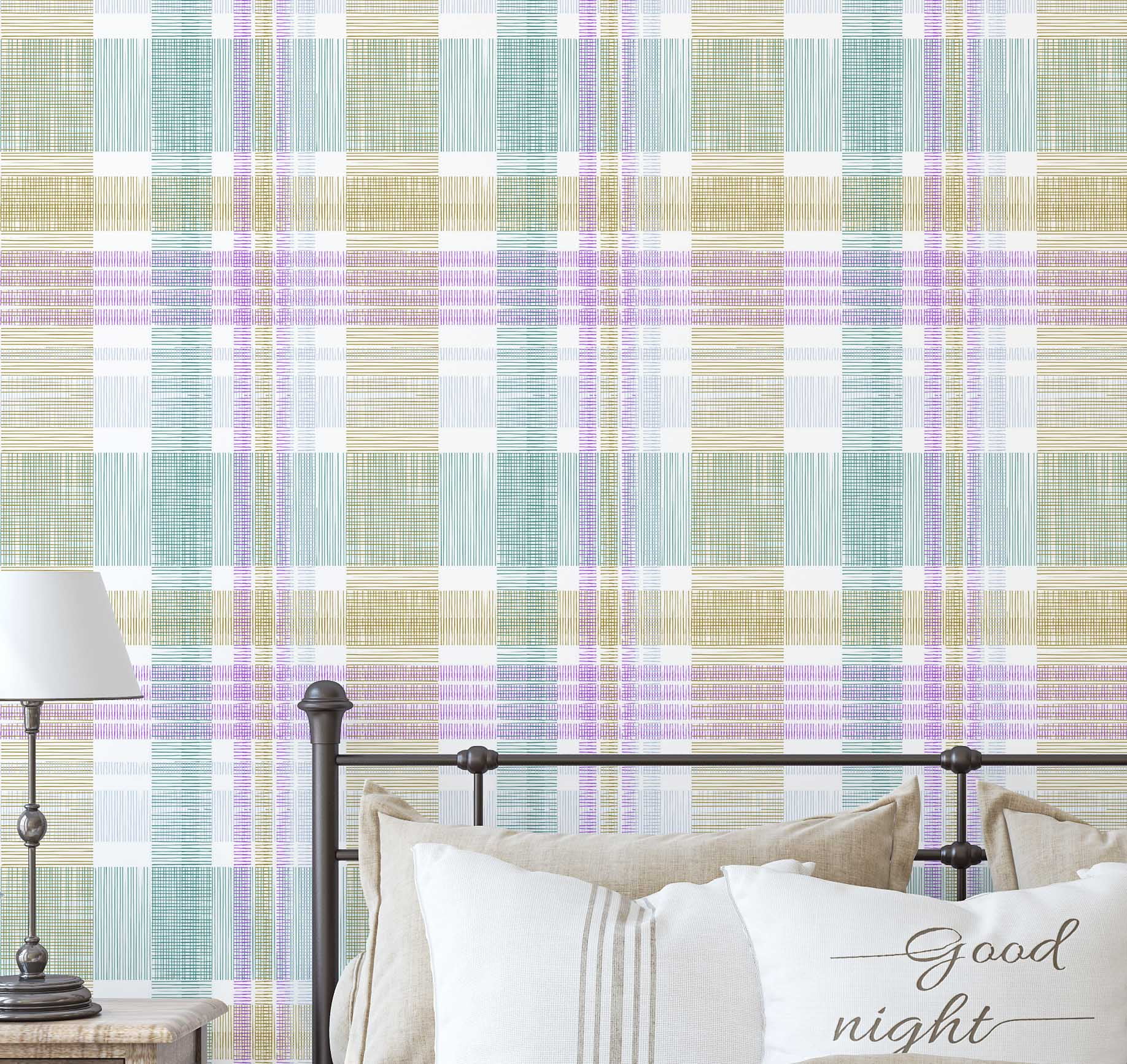 S4Sassy Check Print Wallpaper - Yellow Wall Covering, 25" X 120" Self ...