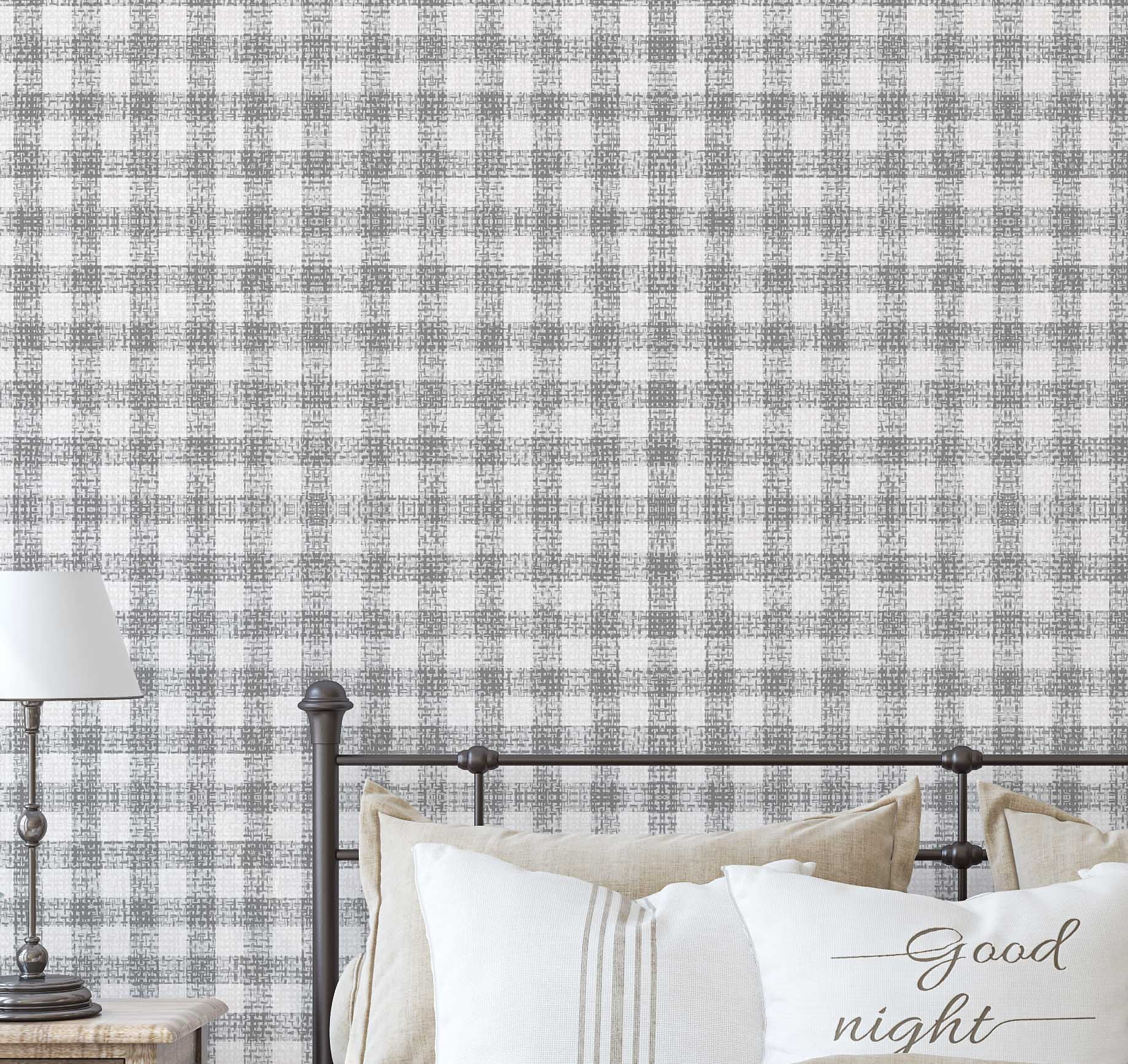 S4Sassy Checks Wallpaper Gray Walls Covering, 25" x 120" Self-Adhesive ...
