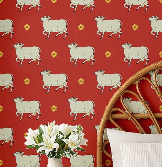 S4Sassy Cow Animal Print Wallpaper - Asian Style Wall Covering, 25" X ...