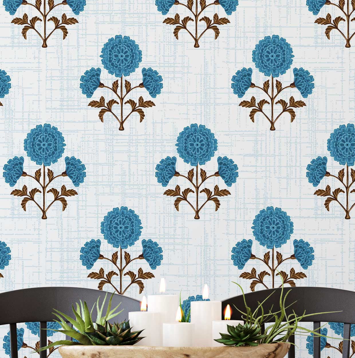 S4Sassy Dahlia Floral Wallpaper- Asian Style Wall Covering, 25"X 360 ...