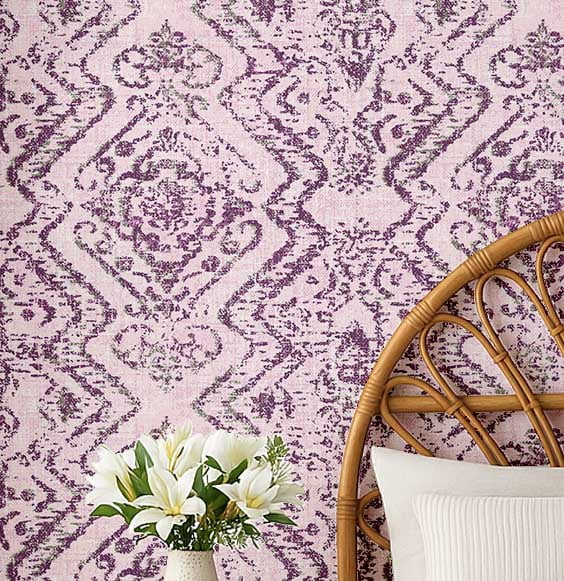 S4Sassy Distressed Geometric Wallpaper - Purple Wall Covering, 25" X ...