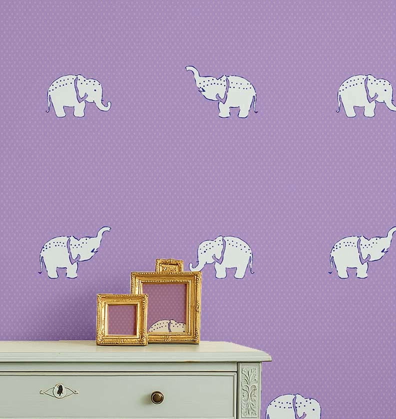 S4Sassy Elephant Print Wallpaper - Purple Wall Covering, 25" x 120 ...