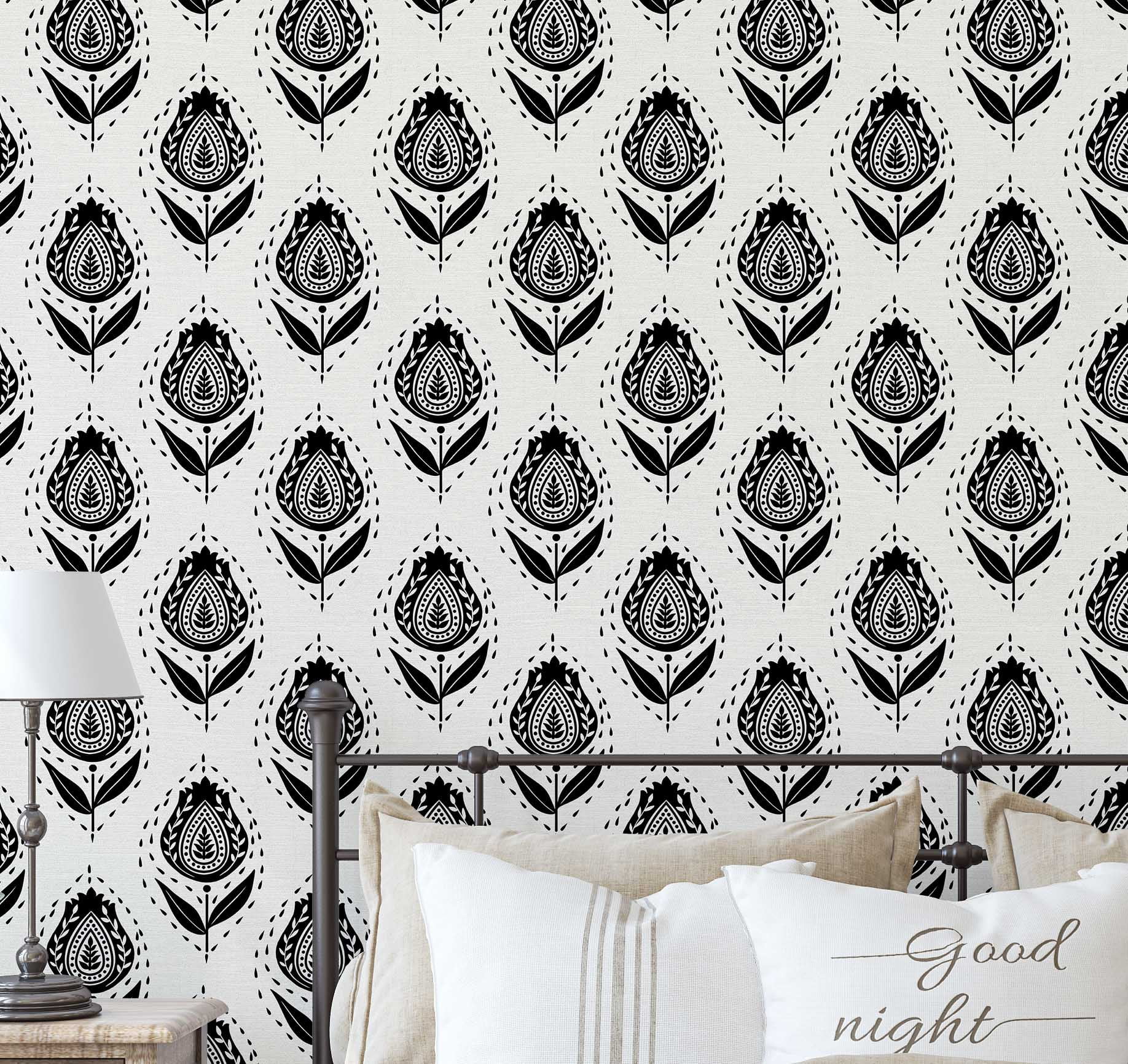 S4Sassy Ethnic Paisley Leaf Wallpaper- Asian Style Walls Covering, 25 x ...