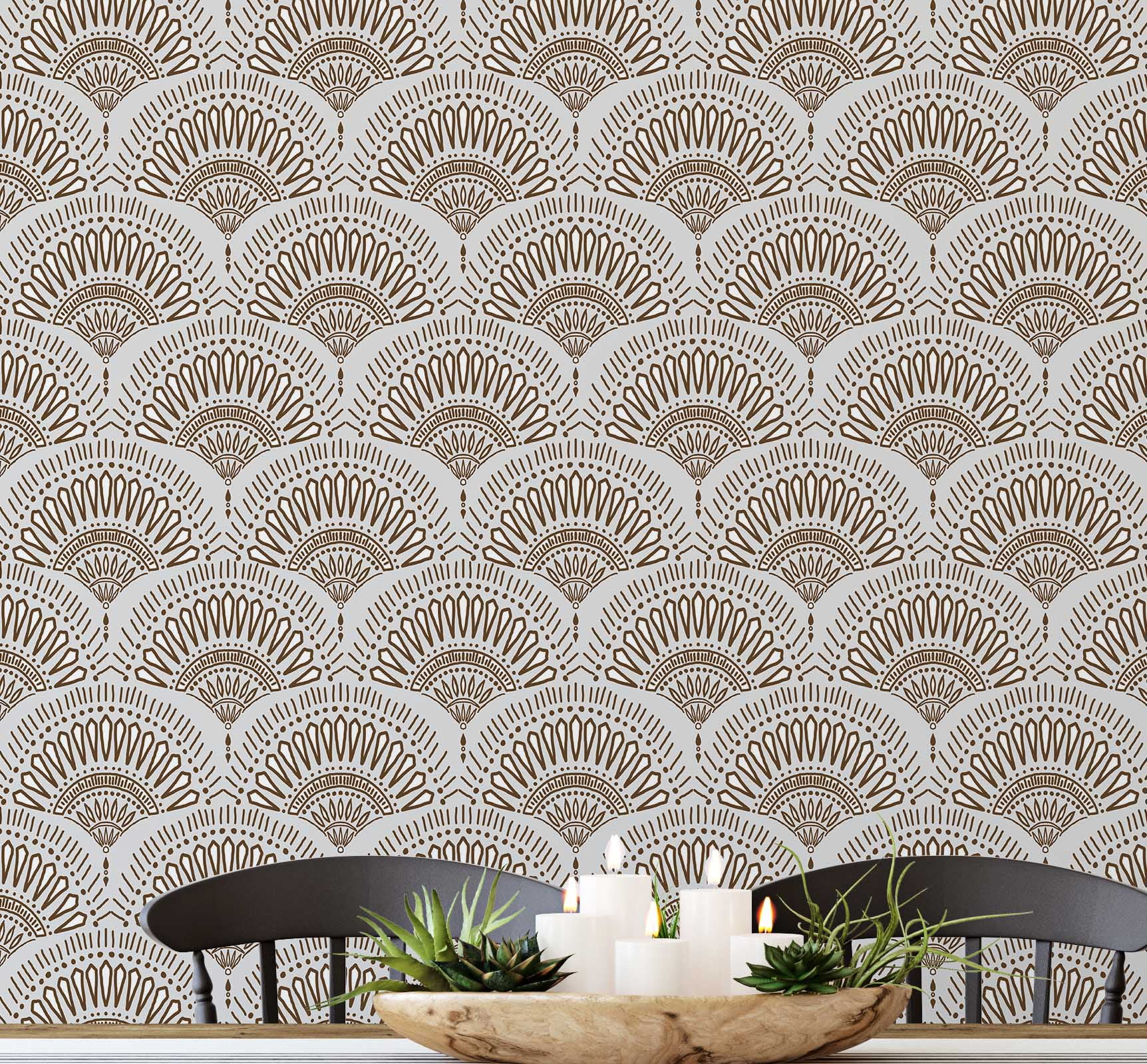 S4Sassy Fan Burst Wallpaper - Asian Style Wall Covering, 25" x 240 ...