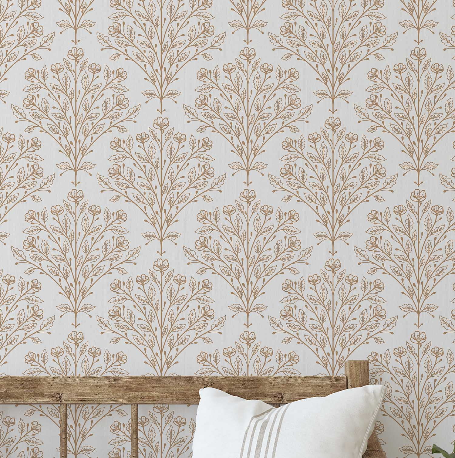 S4Sassy Floral Outline Wallpaper - Beige Walls Covering, 25 x 120 Self ...