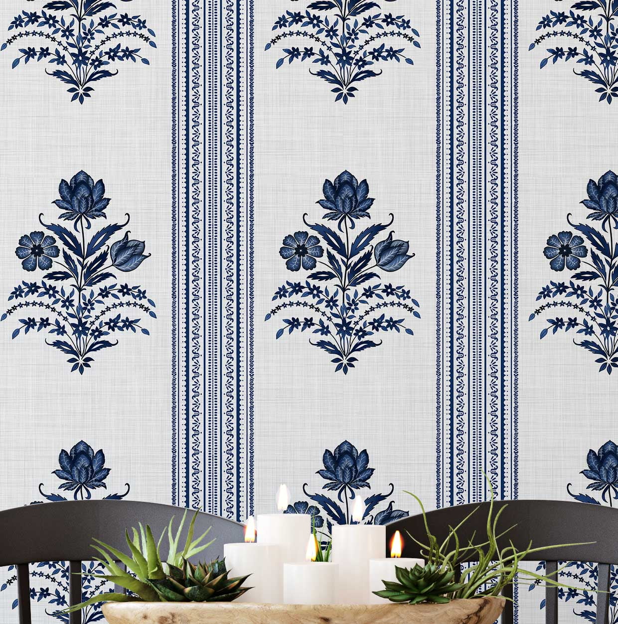 S4Sassy Floral Striped Wallpaper - White Wall Covering, 25" X 120" Self ...