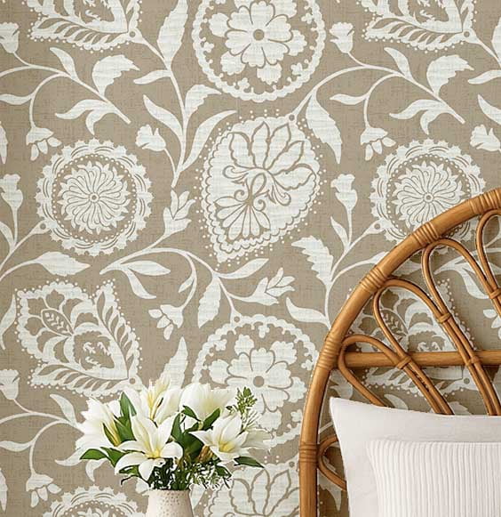 S4Sassy Floral Wallpaper - Beige Wall Covering, 25" X 360" Self ...