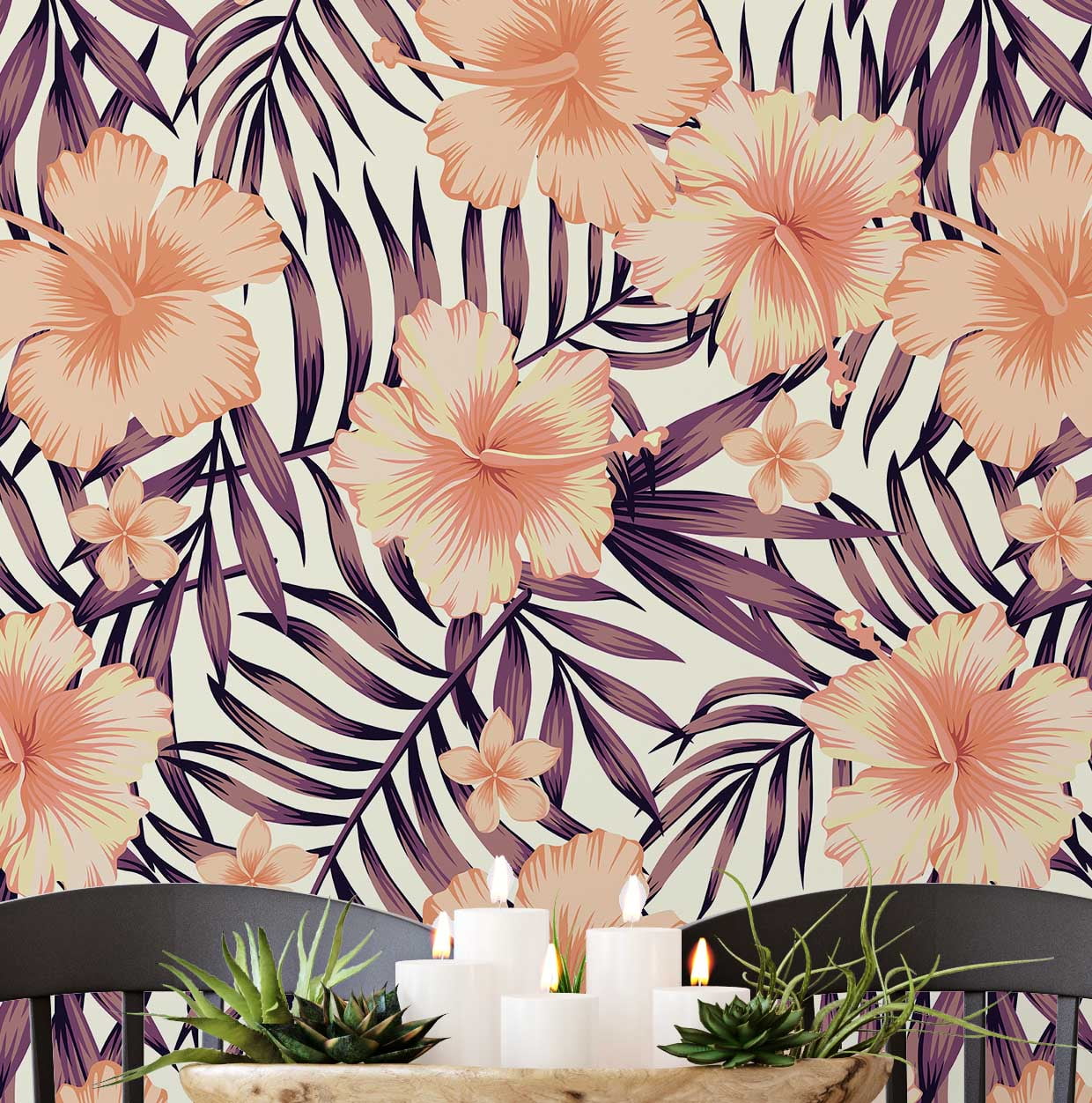 S4Sassy Floral Wallpaper - Orange Wall Covering, 25" X 360" Self ...