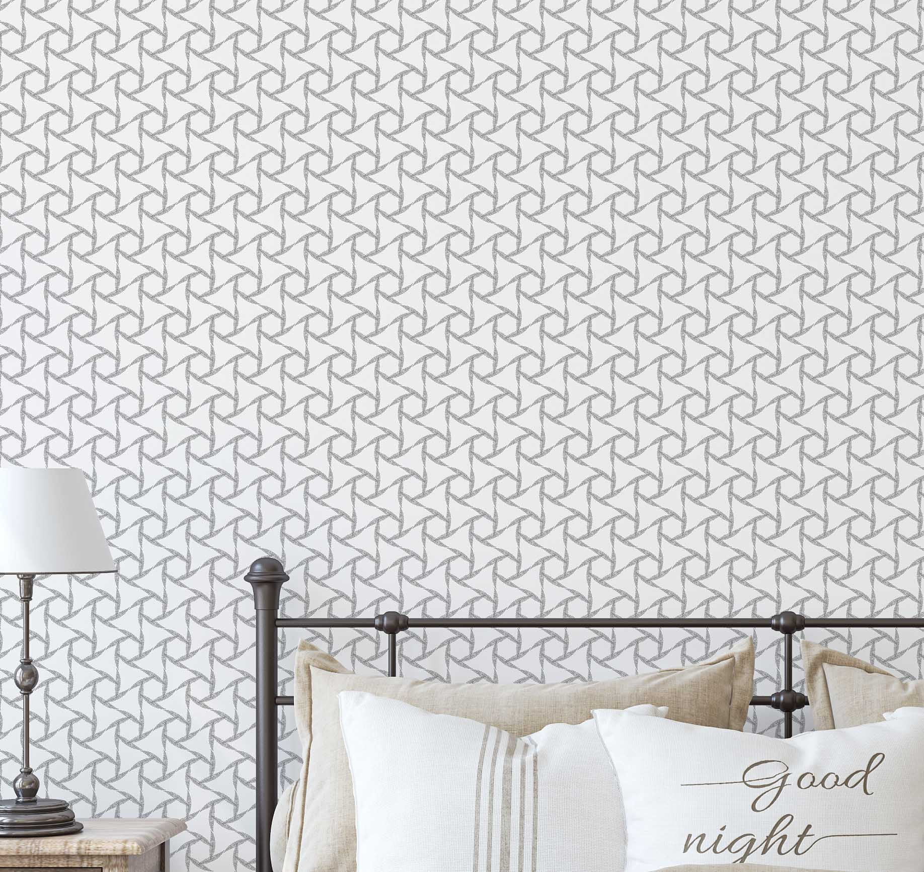 S4Sassy Geometric Knot Pattern Wallpaper Gray Walls Covering, 25" x 120 ...