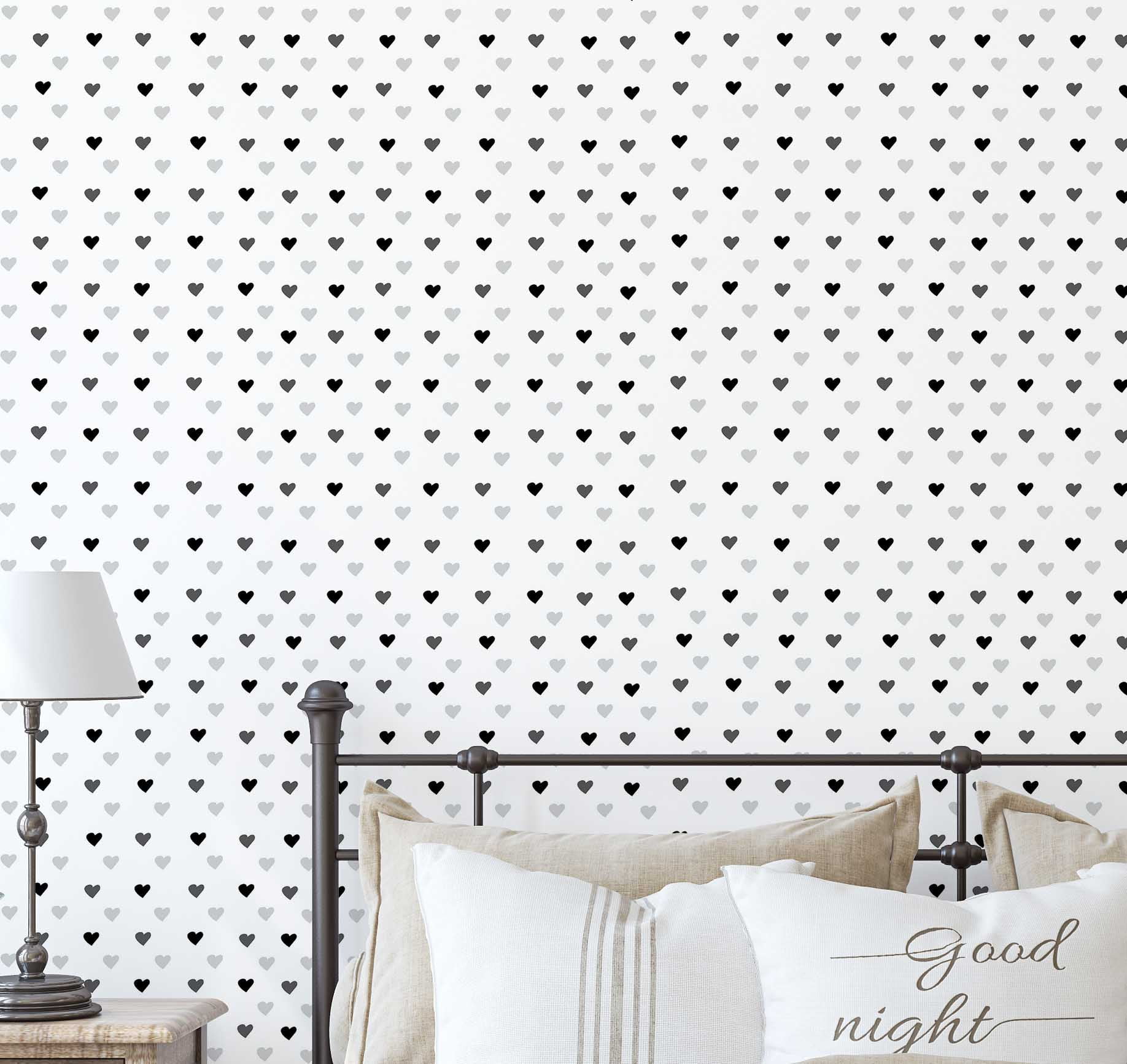 S4Sassy Heart Pattern Wallpaper White Walls Covering, 25" x 120" Self ...