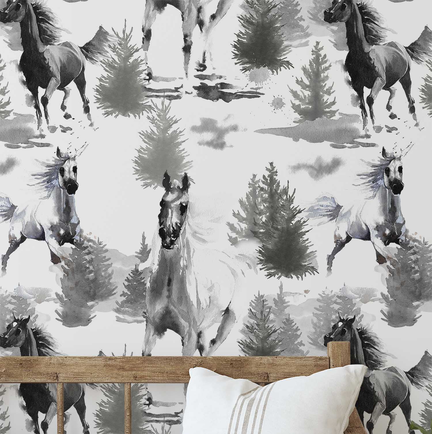 S4Sassy Horse Print Wallpaper - Removable Wall Covering, 25" X 60" Self ...