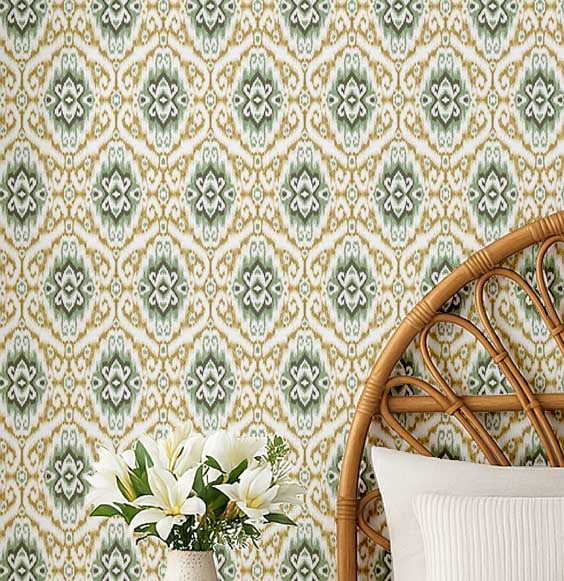 S4Sassy Ikat Geometric Wallpaper - Beige Wall Covering, 25" X 120" Self ...