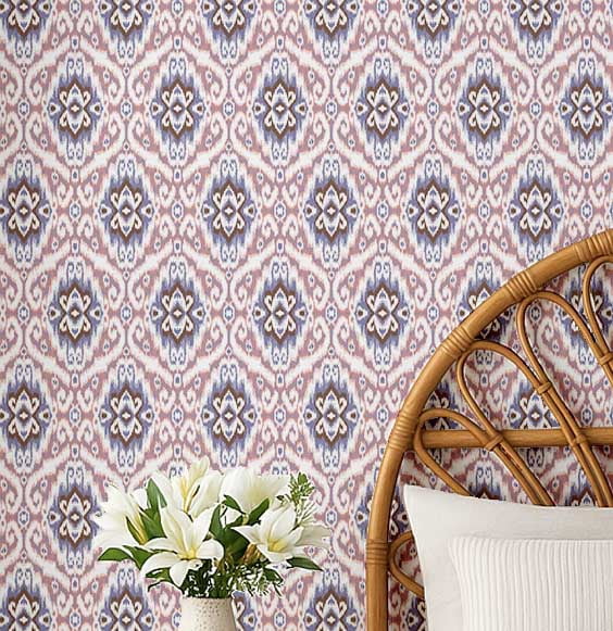 S4Sassy Ikat Geometric Wallpaper- Pink Wall Covering, 25" X 120" Self ...
