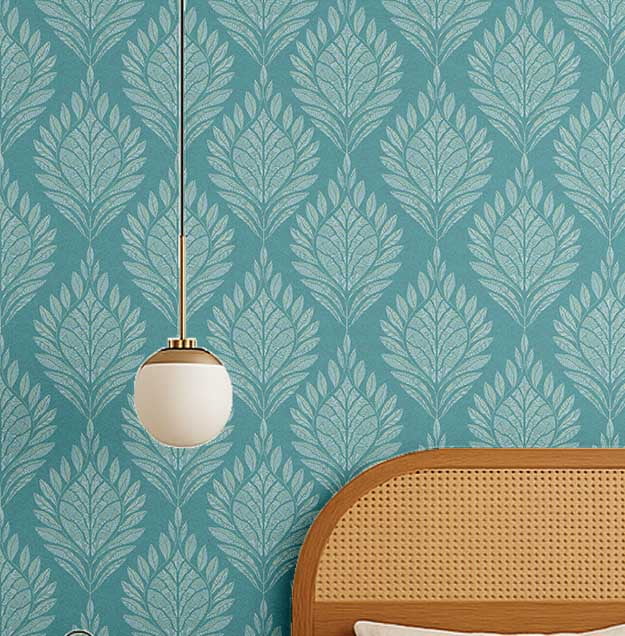 S4Sassy Leaf Motif Wallpaper- Asian Style Walls Covering, 25 x 120 Self ...